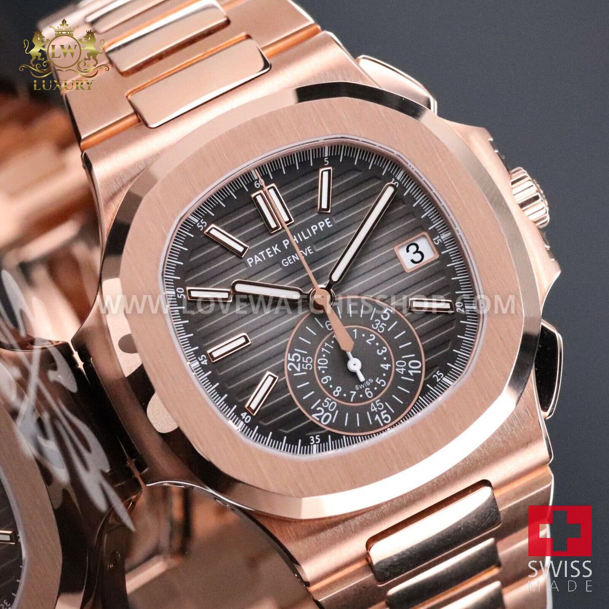 Patek Philippe Nautilus 5980-1R DISCONTINUED 40mm Rose Gold Black Dial ...