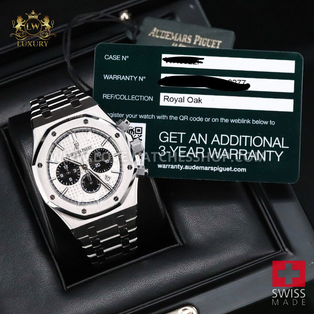 Audemars Piguet Royal Oak Chrono 41mm White Dial Black Steel Panda ...