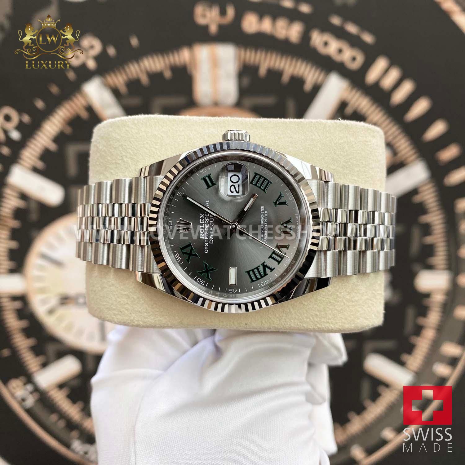 Rolex Datejust Slate Roman Numeral Dial Fluted Bezel 36mm 126234