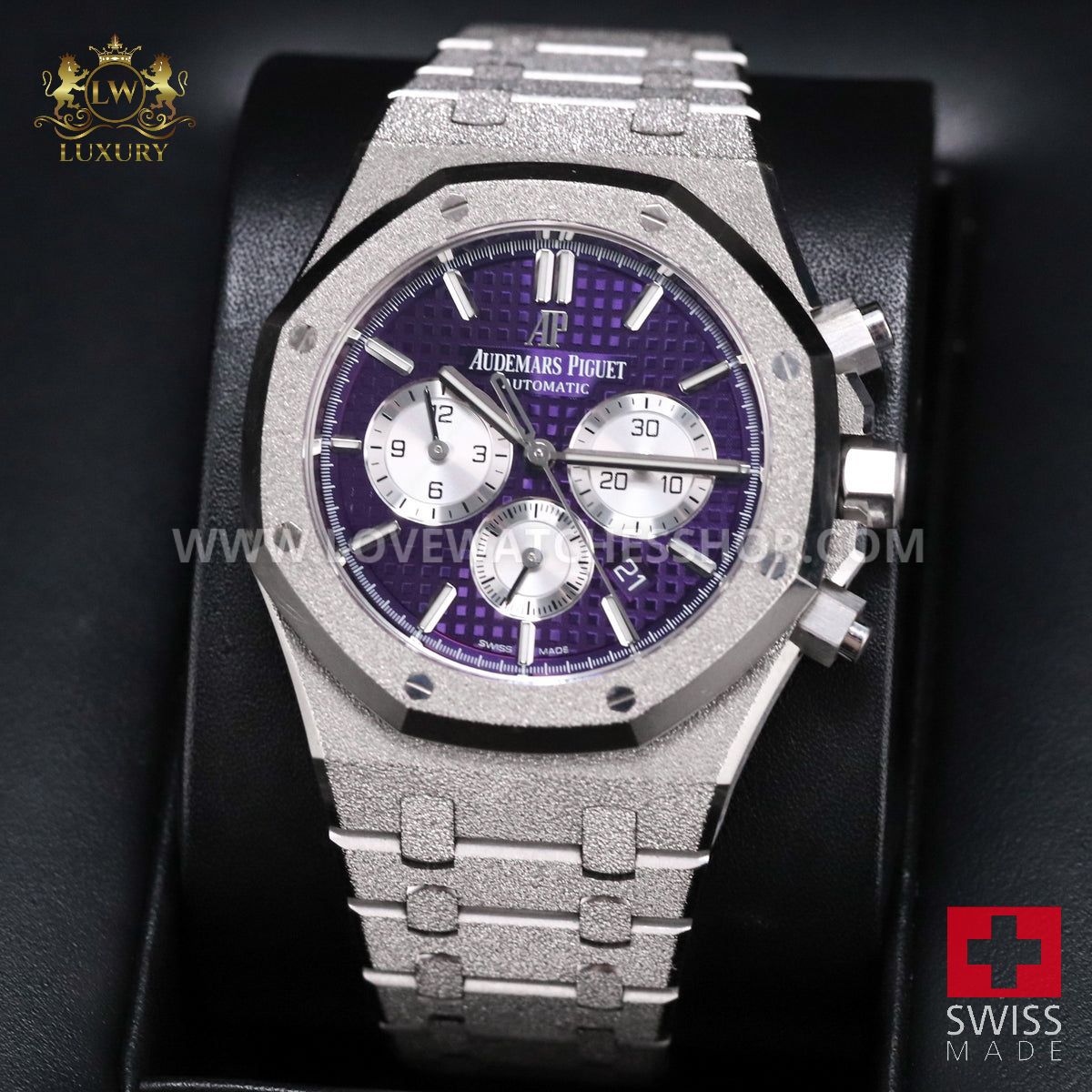 Audemars Piguet Royal Oak Chronograph 41mm Frosted White Steel Purple ...