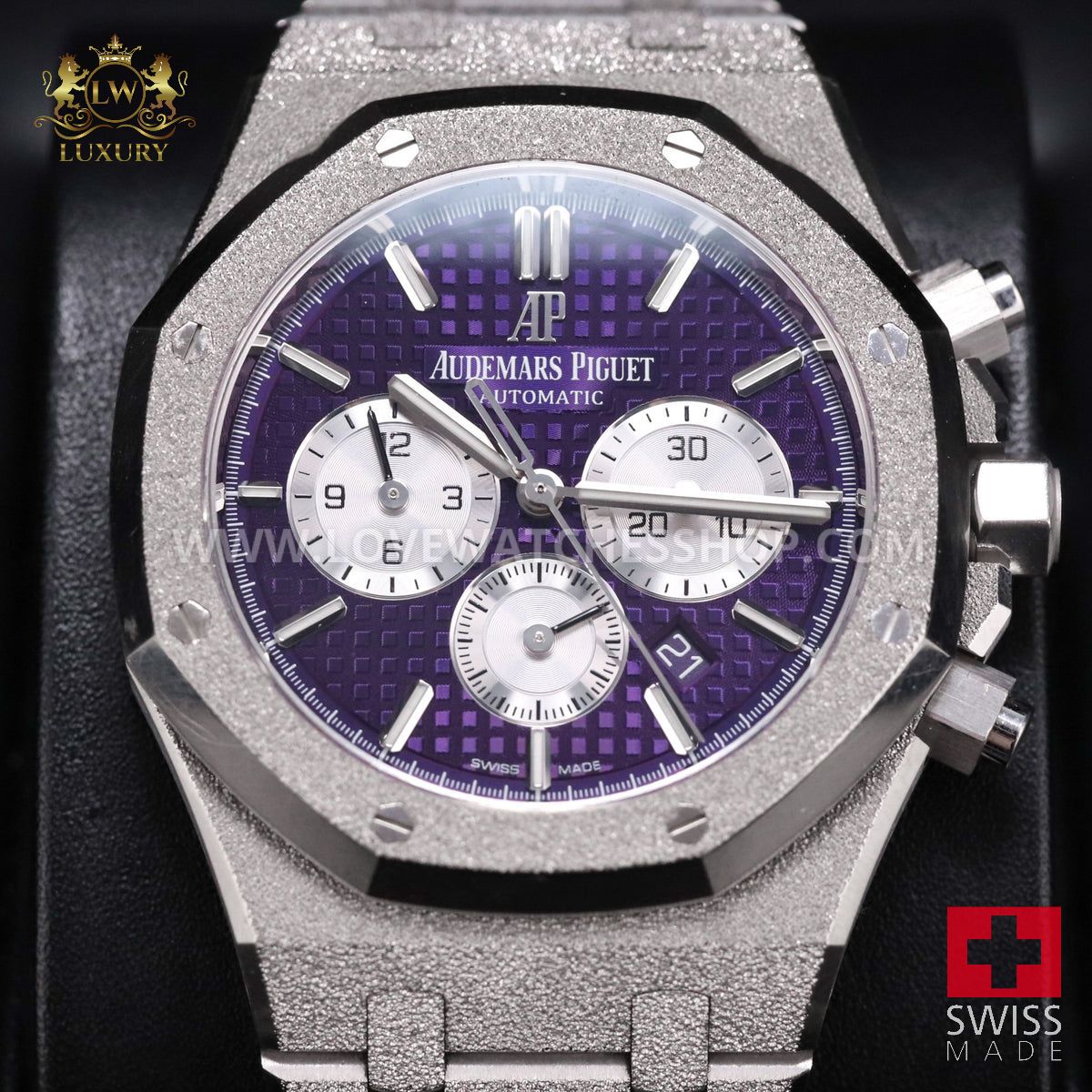 Audemars Piguet Royal Oak Chronograph 41mm Frosted White Steel Purple ...