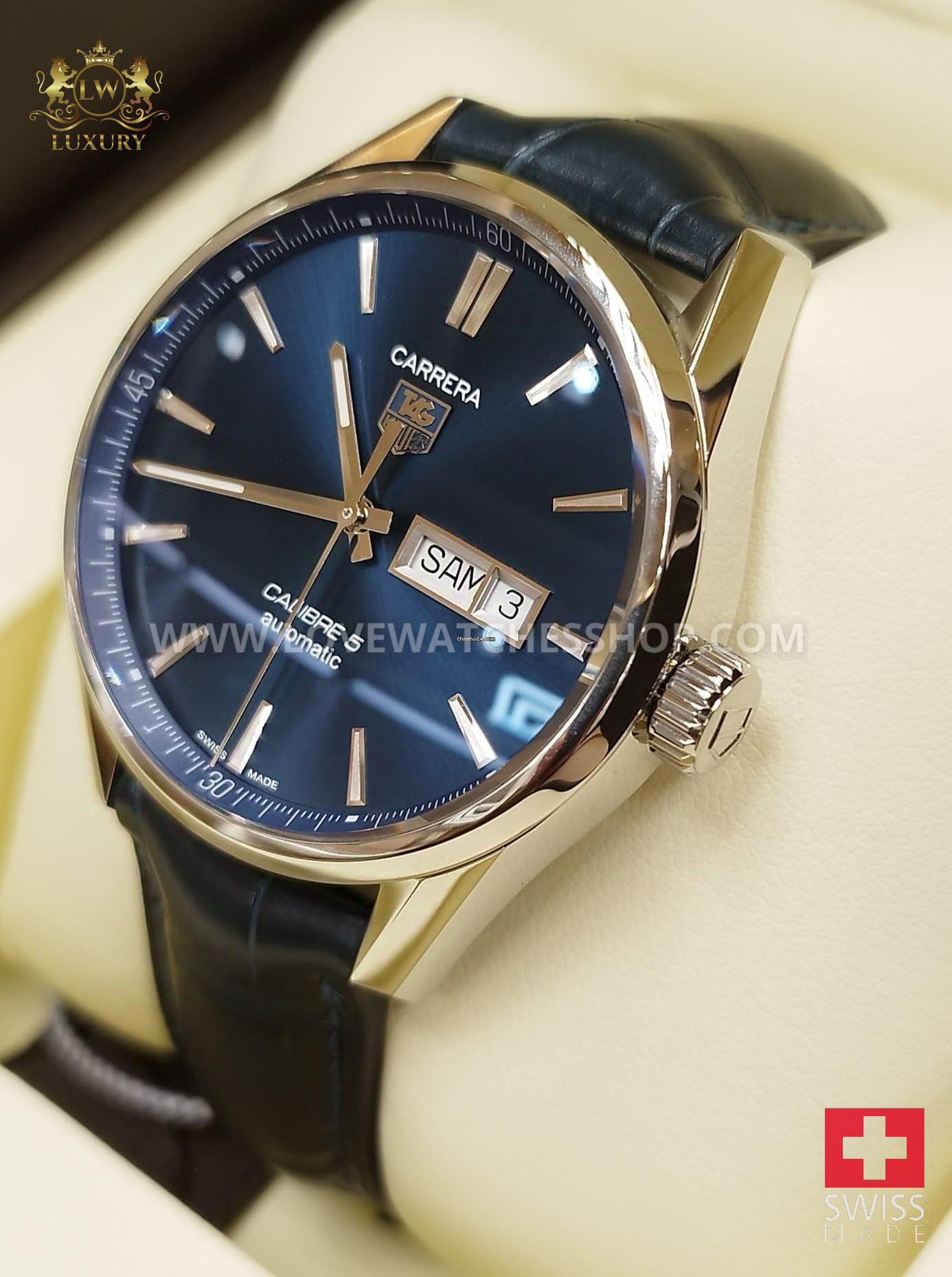 TAG Heuer Carrera Calibre 5 Day Date Calibre 5 Blue NEW WAR201E.FC6292