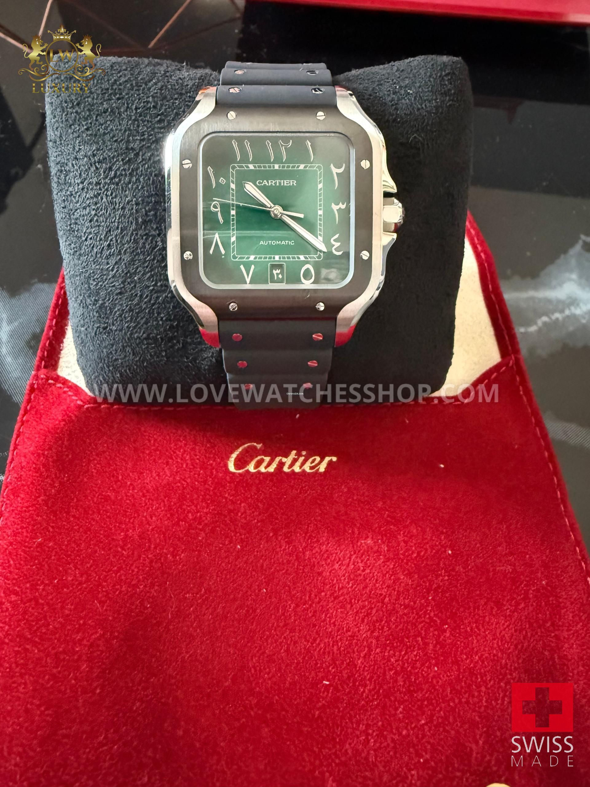Cartier Santos Factory Arabic dial full set 2 straps Brand new