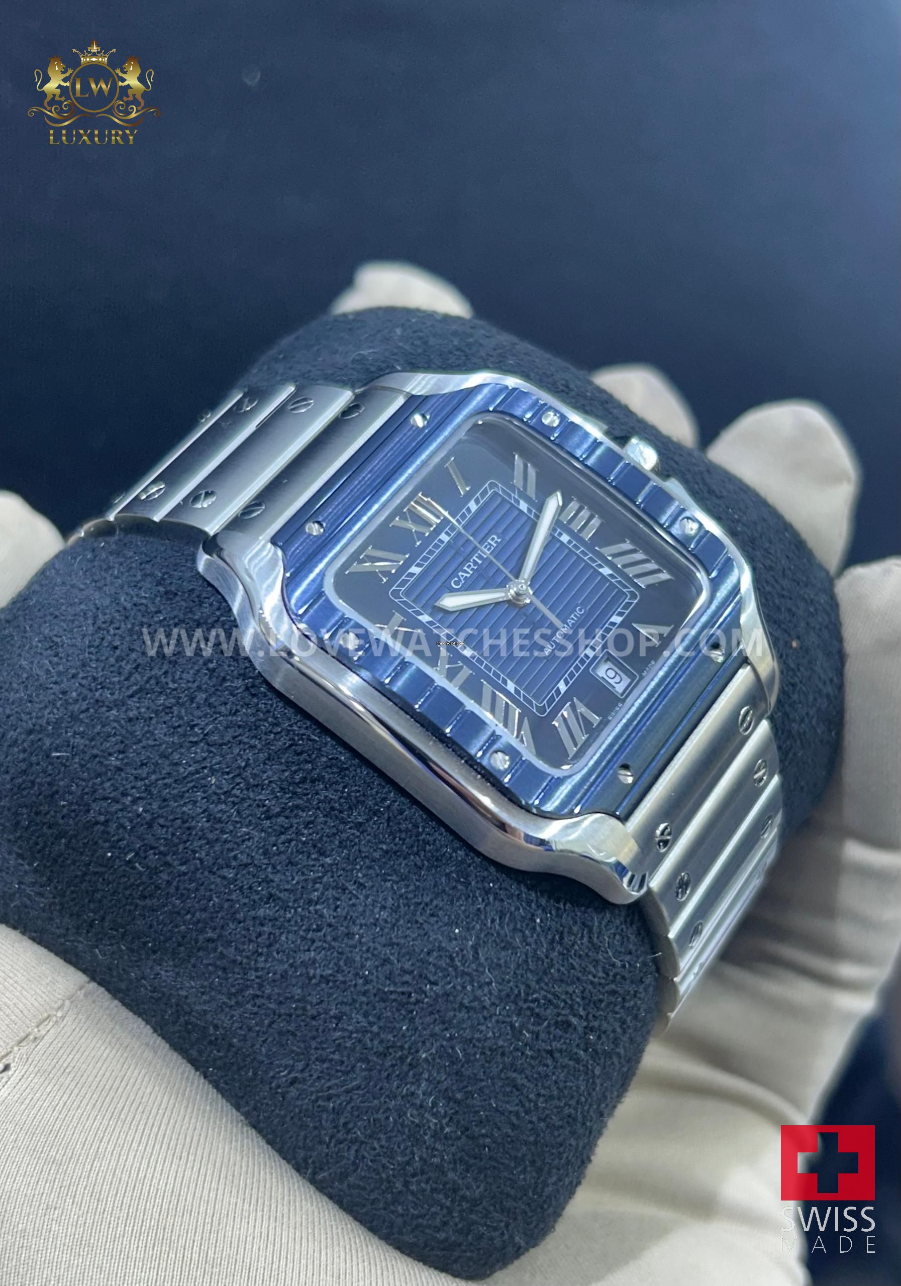 Cartier Santos De Cartier Blue Dial and Bezel Stainless Steel 39.8mm ...